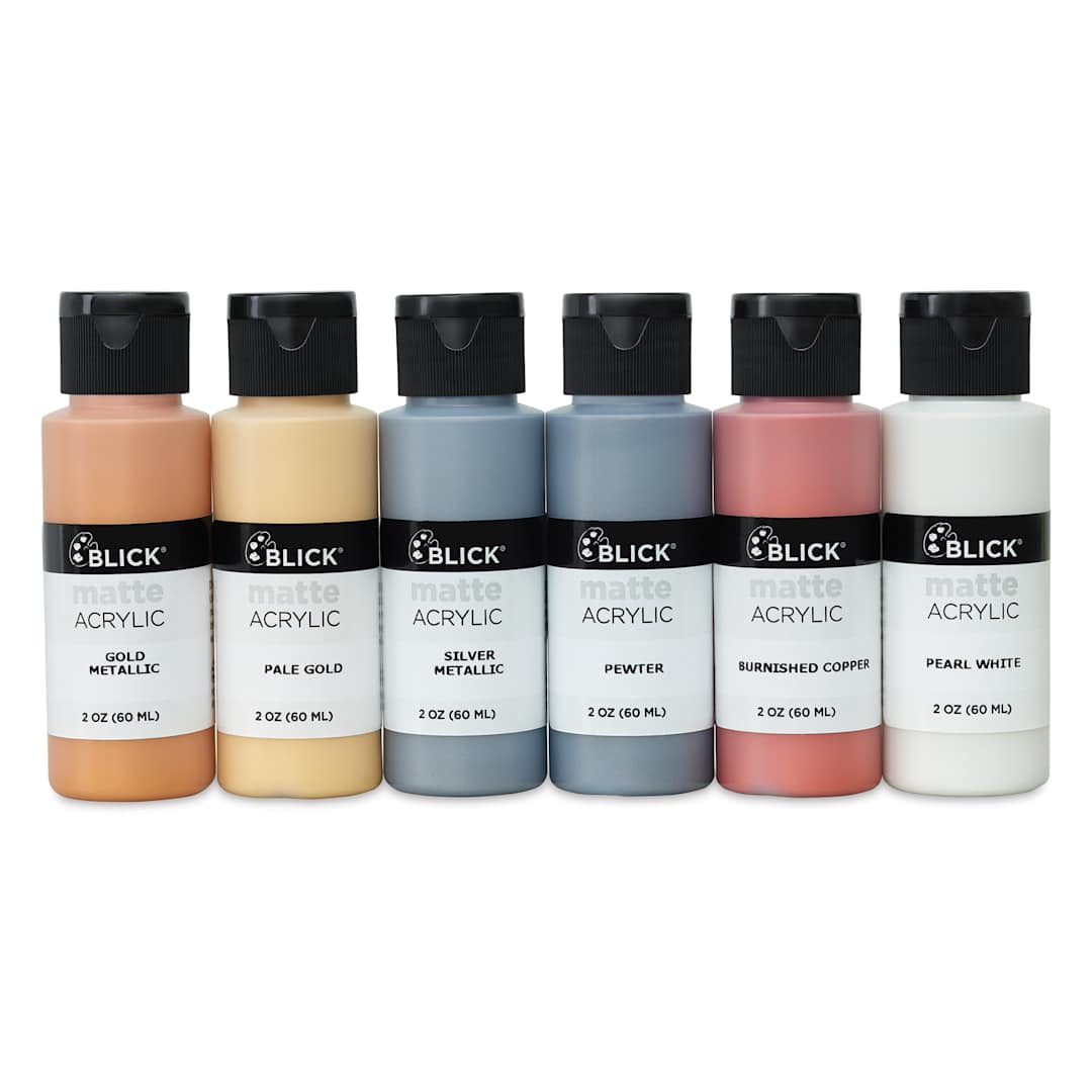 Blick Matte Acrylics - Set of 6, Metallic Colors, 2 oz | Utrecht Art ...