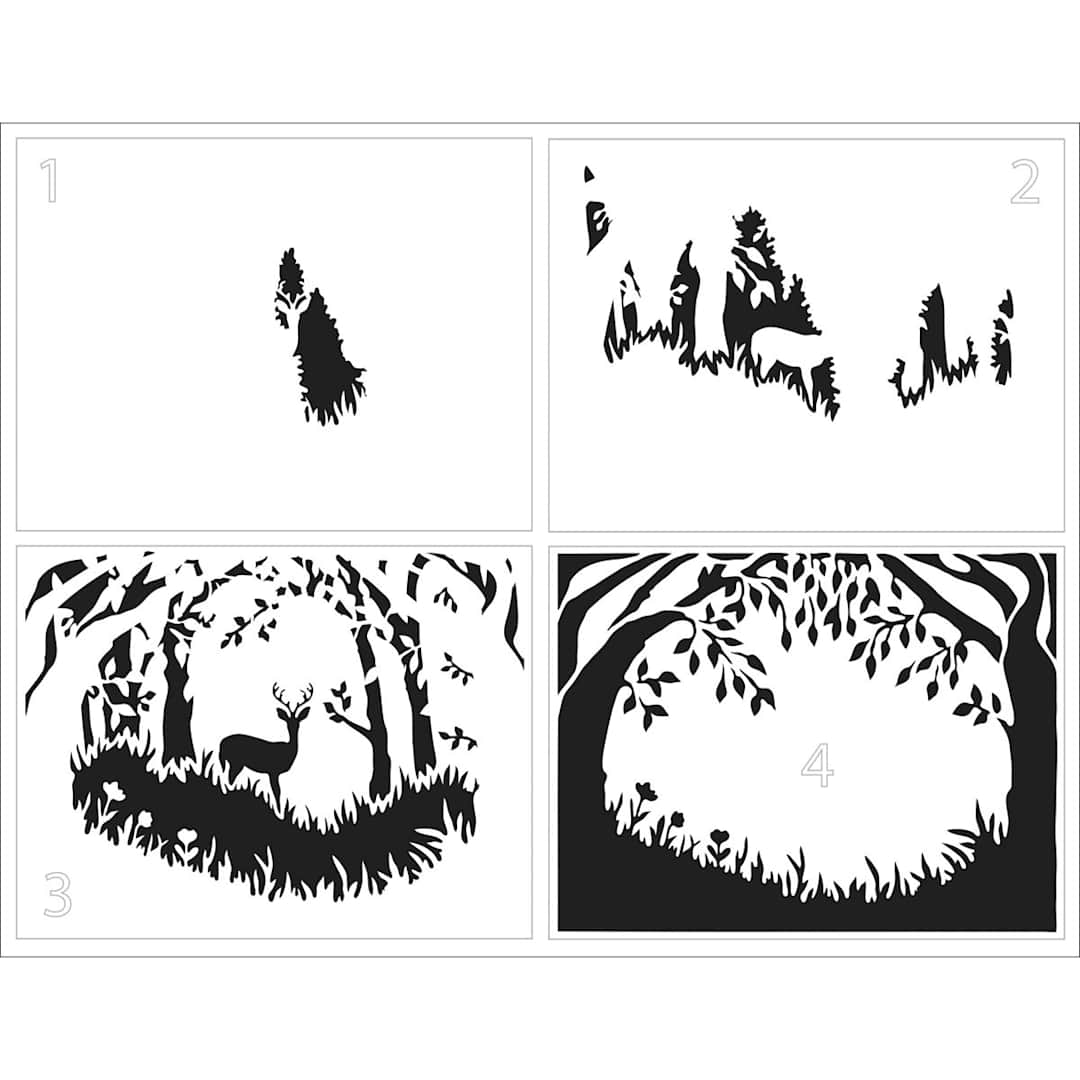 Layered Stencils Forest Scene | BLICK Art Materials