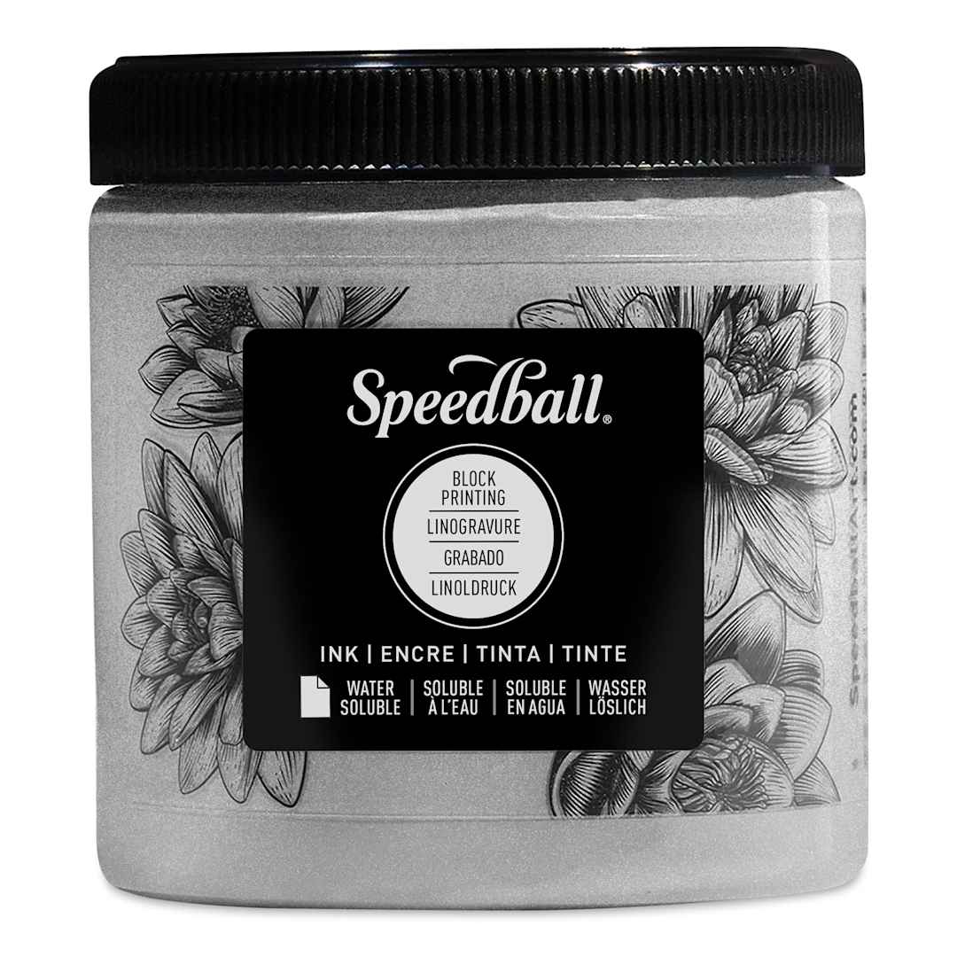 Speedball Water-Based Block Printing Ink - Silver (Metallic), 8 oz ...