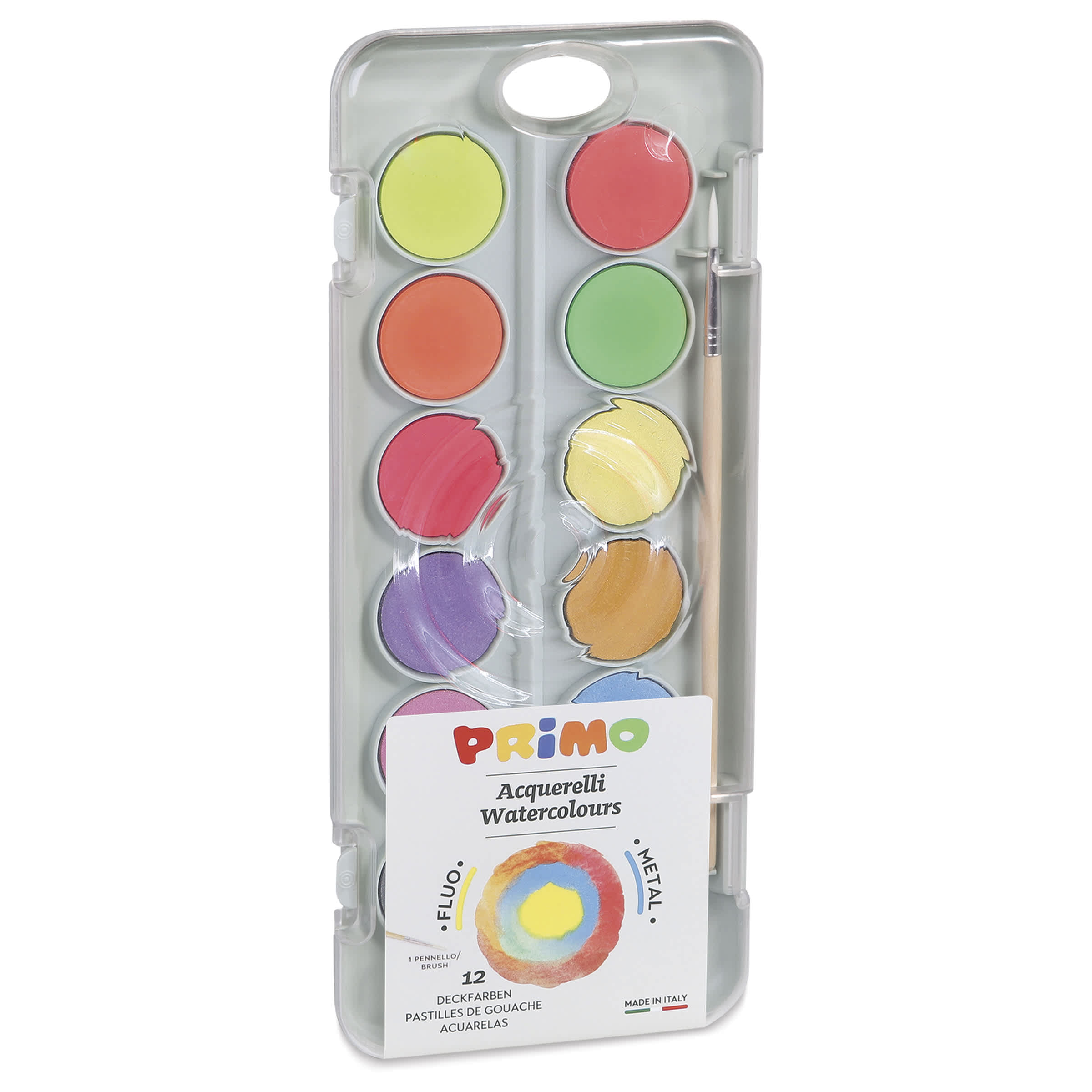 Primo Watercolor Pan Set - Set of 12, Metallic and Fluorescent Colors ...