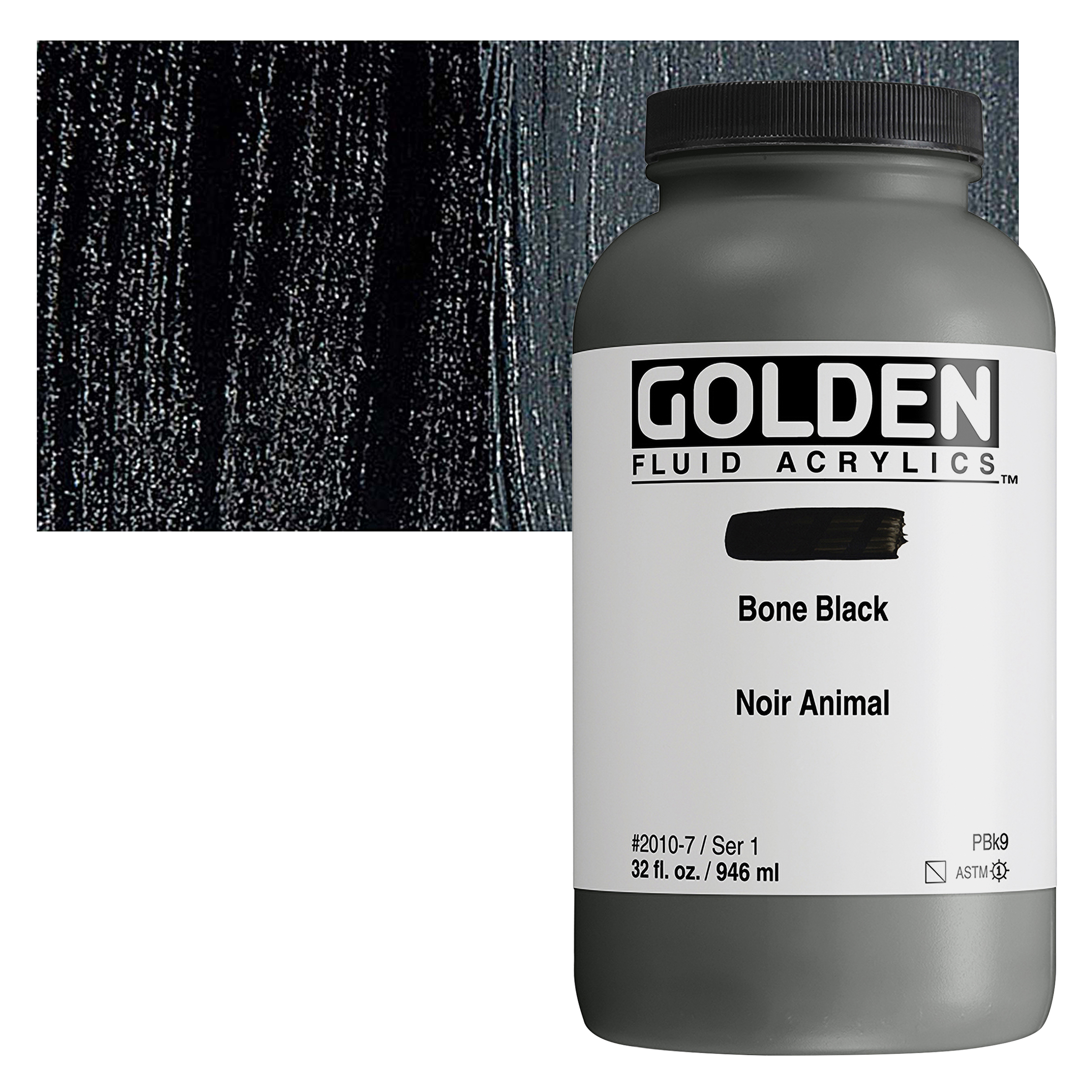 Golden Fluid Acrylic - Bone Black, 32 oz Jar | BLICK Art Materials