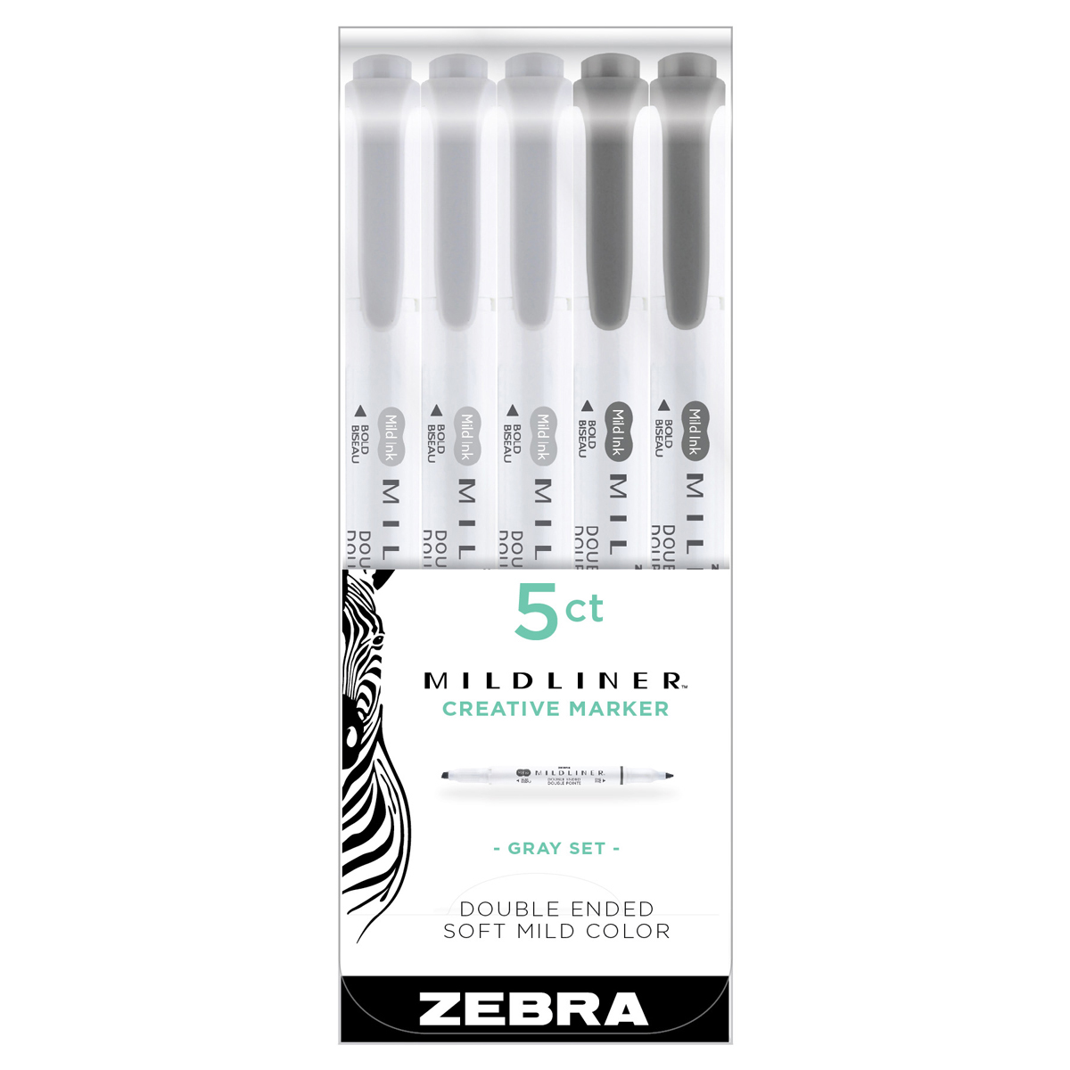 Mildliner Double-Ended Highlighter Set 5-Color Gray Set | BLICK Art ...