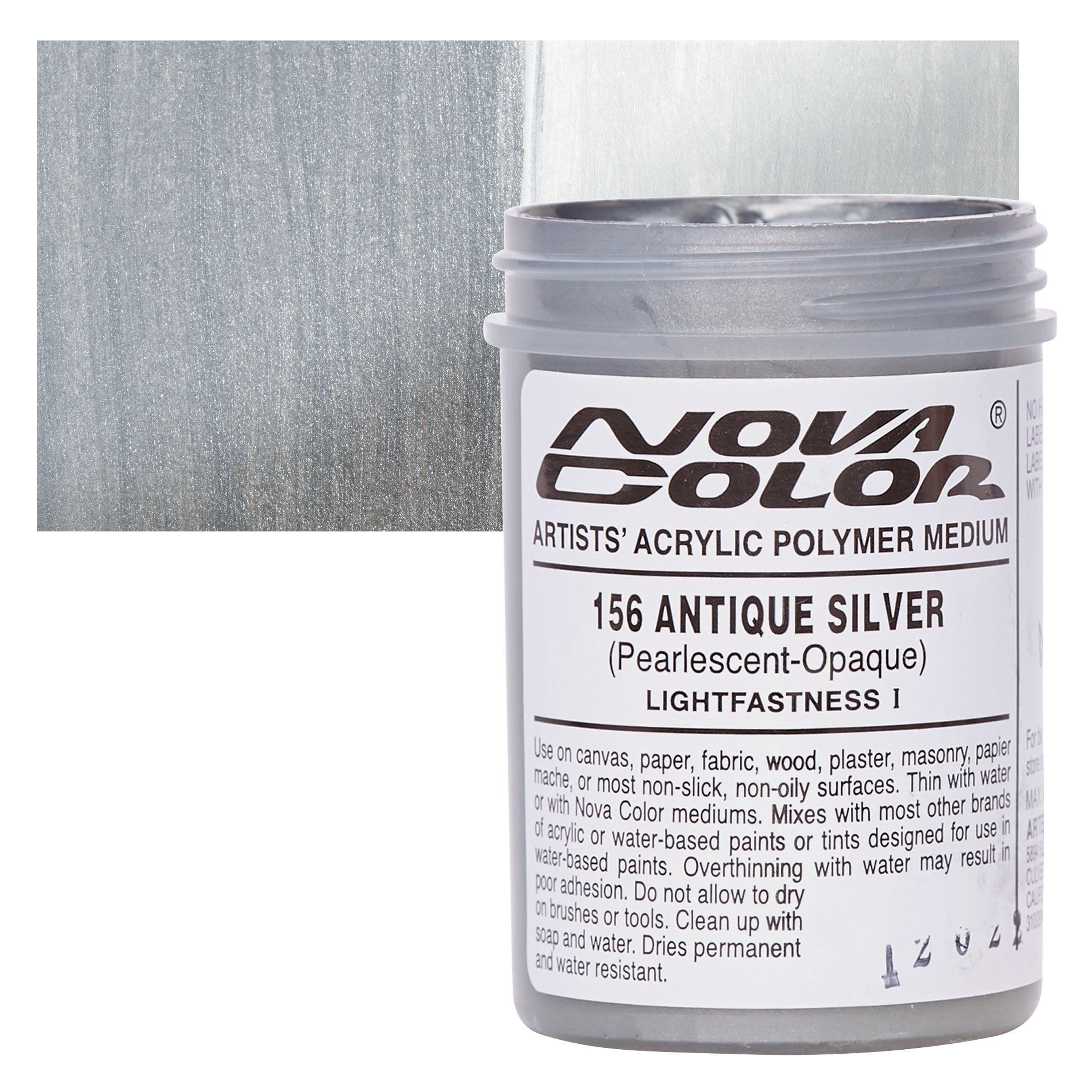 Nova Color Artists’ Acrylic Polymer Paint - #156 Antique Silver, 118 ml ...