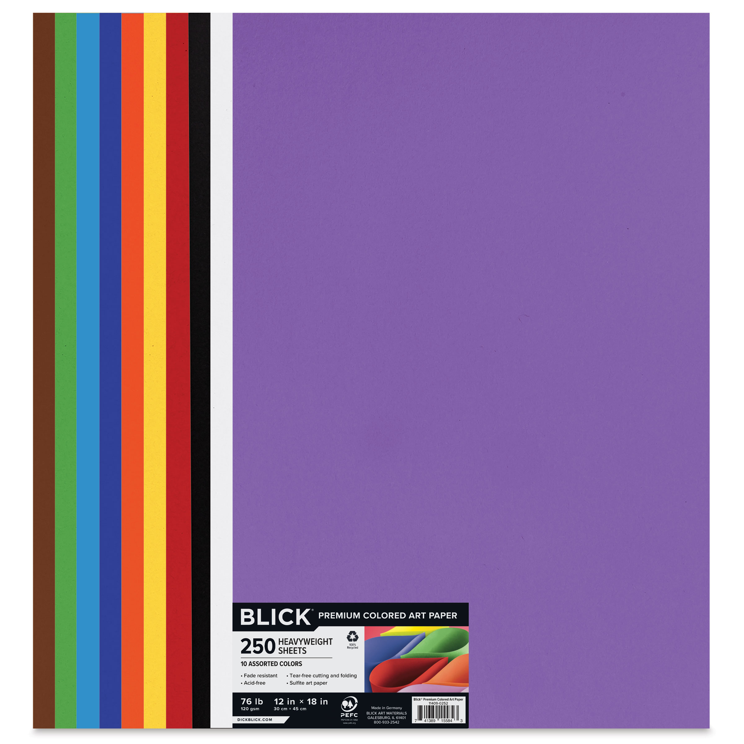 Blick Premium Colored Art Paper - 12" x 18", Assorted, 250 Sheets ...