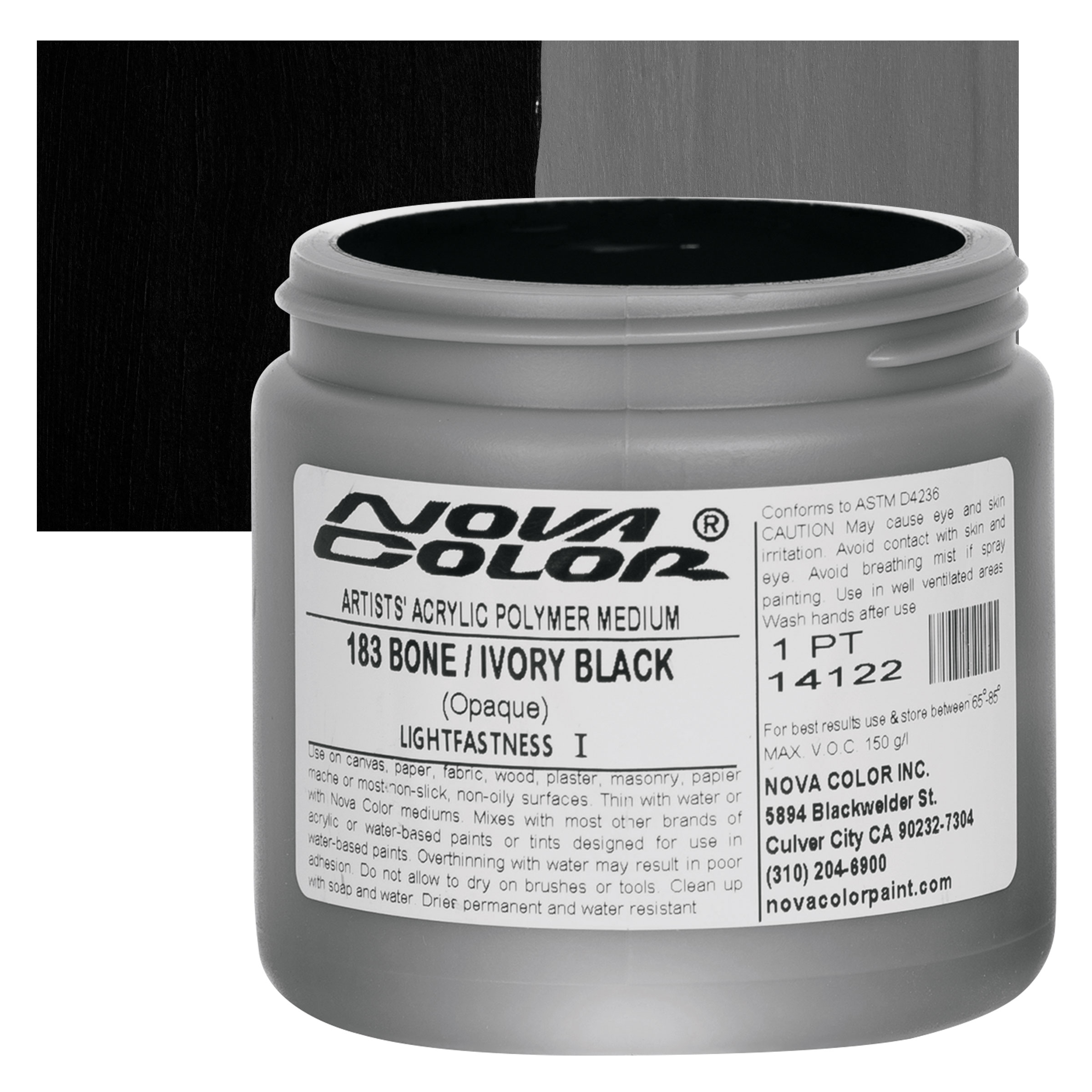 Nova Color Artists’ Acrylic Polymer Paint - Bone/Ivory Black, 473 ml ...